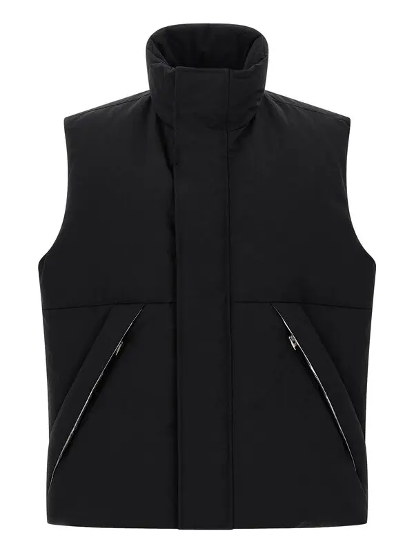 Herno Wrinkled Effect Technical Fabric Padded Vest - Black