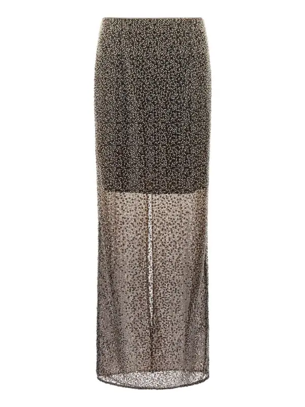 ROTATE BY BIRGER CHRISTENSEN Beaded Maxi Skirt - Brown