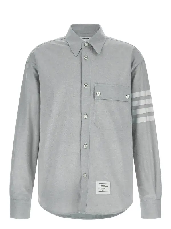 Thom Browne 4-bar Flannel Shirt - Gray
