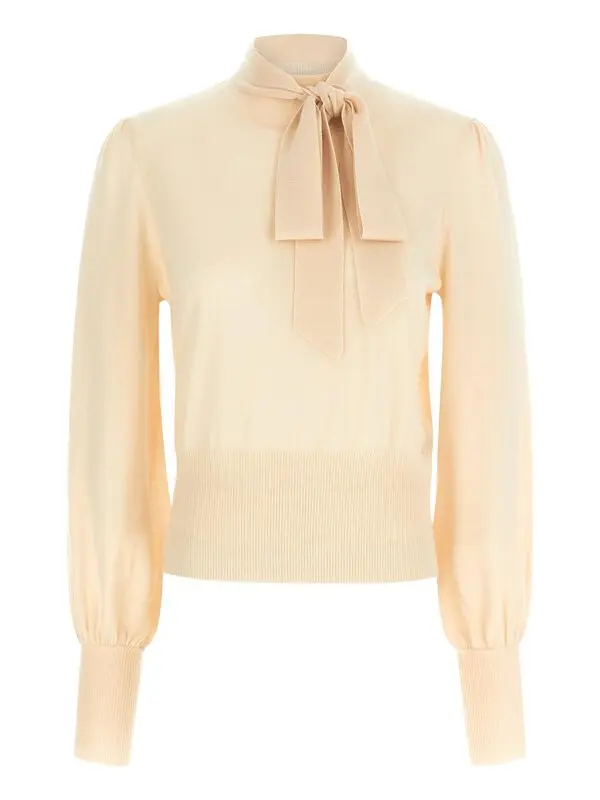 Zimmermann Pussybow Wool Sweater - Beige
