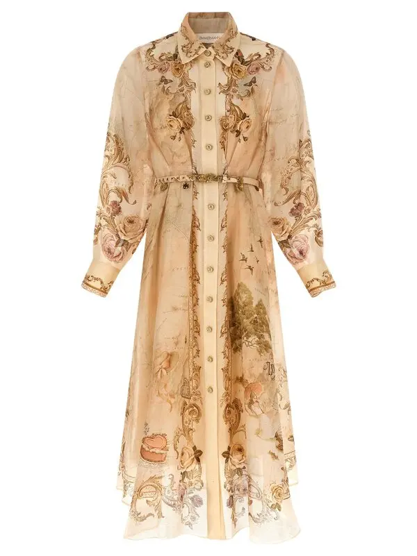 Zimmermann Memento Buttoned Midi Dress - Beige
