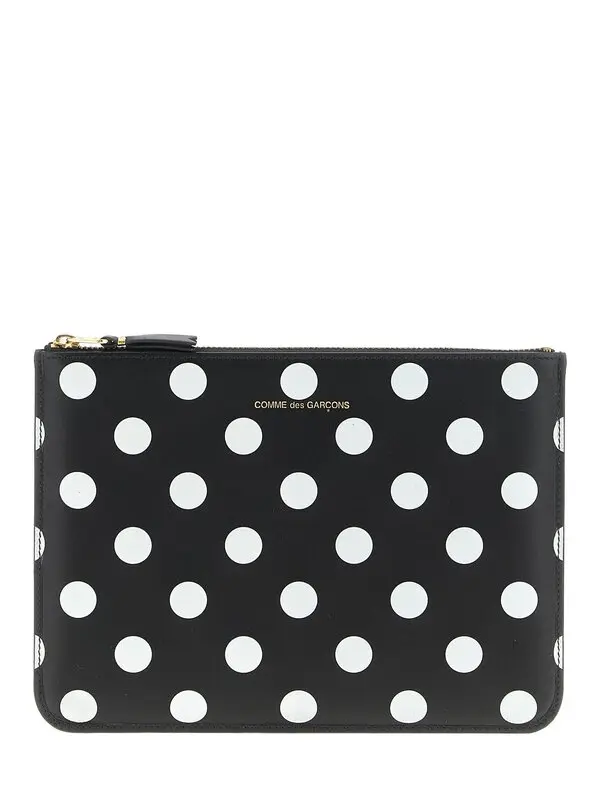 Comme Des Garçons Polka Dots Printed Leather Wallet - White/black