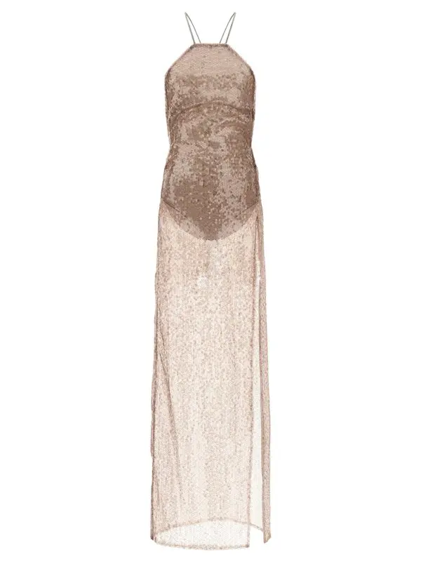 Andamane Sequin Appliqué Maxi Dress - Pink