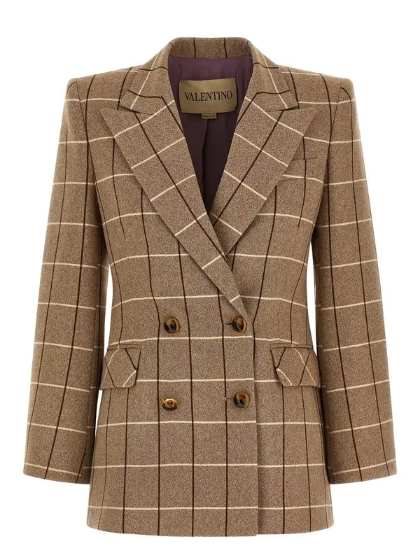 Valentino Garavani Double-breasted Wool Blazer - Beige