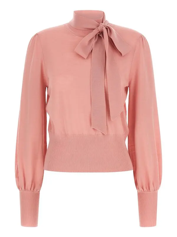 Zimmermann Pussybow Wool Sweater - Pink
