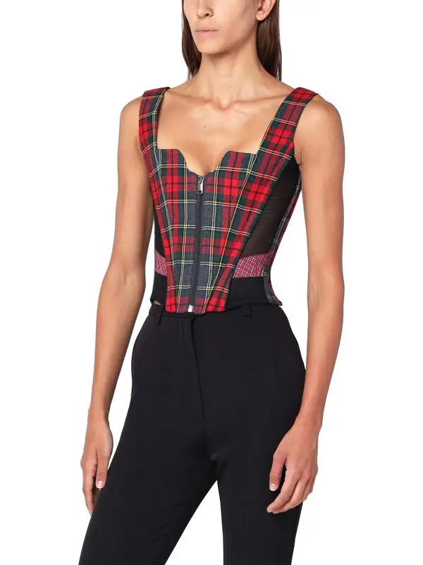 VIVIENNE WESTWOOD Juliet Wool Corset With Scarlet Tartan Pattern - Red