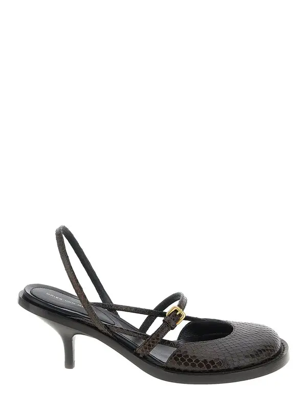 Dries Van Noten Leather Slingback - Brown