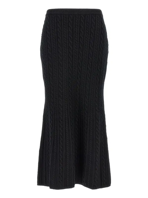 Alessandra Rich Maxi Wool Skirt - Black