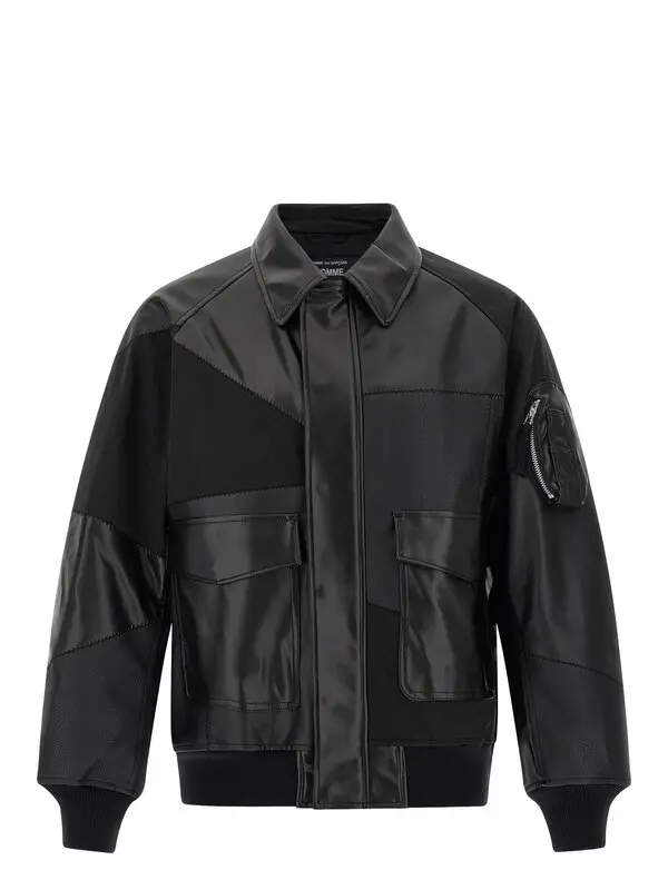 COMME DES GARҪONS HOMME Panel Construction Bomber Jacket - Black