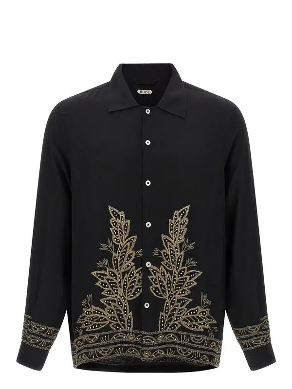 BODE Beaded Epoque Silk Shirt - Black