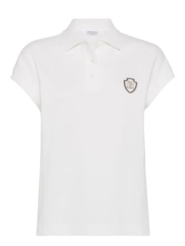 Brunello Cucinelli Logo Cotton Polo Shirt - White