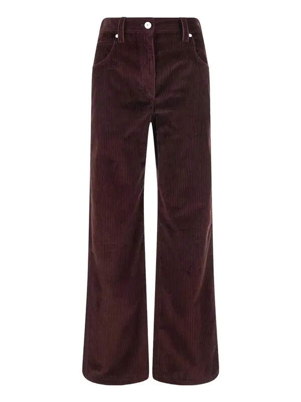 Brunello Cucinelli Wide Leg Velvet Trousers - Red