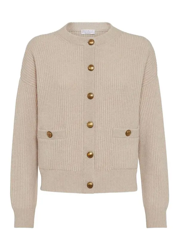 Brunello Cucinelli Wool Blend Cardigan - Beige