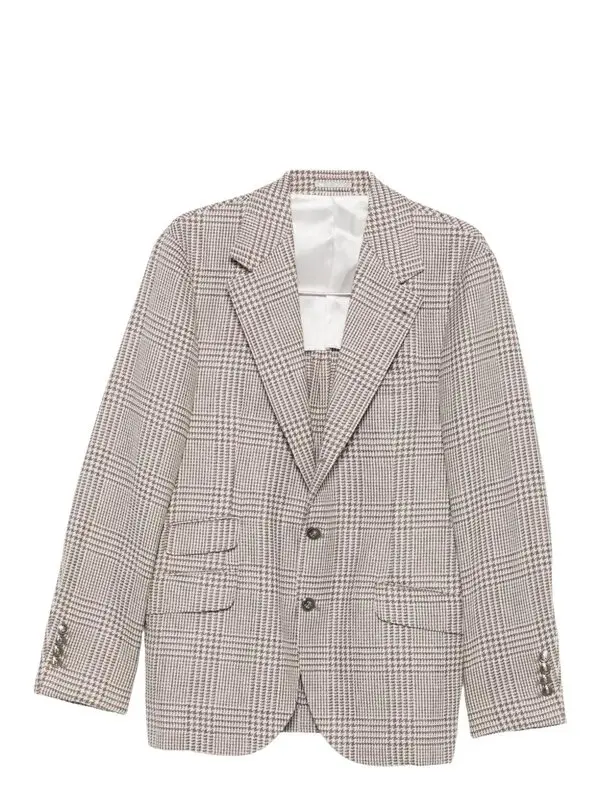 Brunello Cucinelli Single-breasted Checked Jacket - Brown