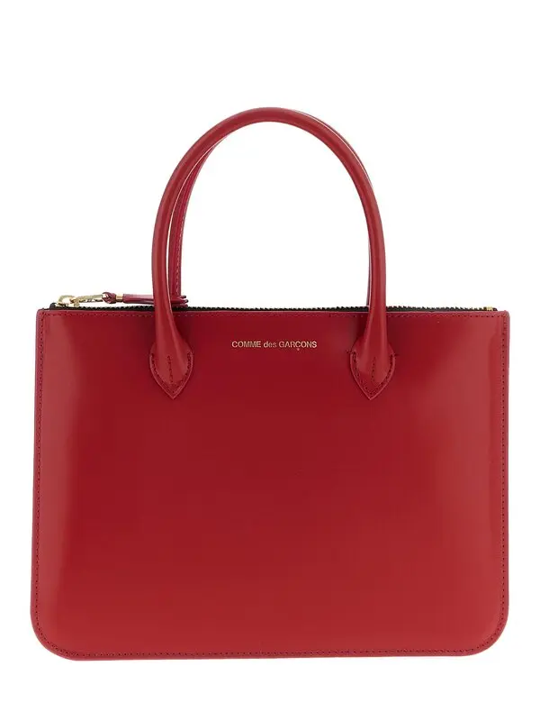 Comme Des Garçons Leather Handbag With Top Zip Closure - Red