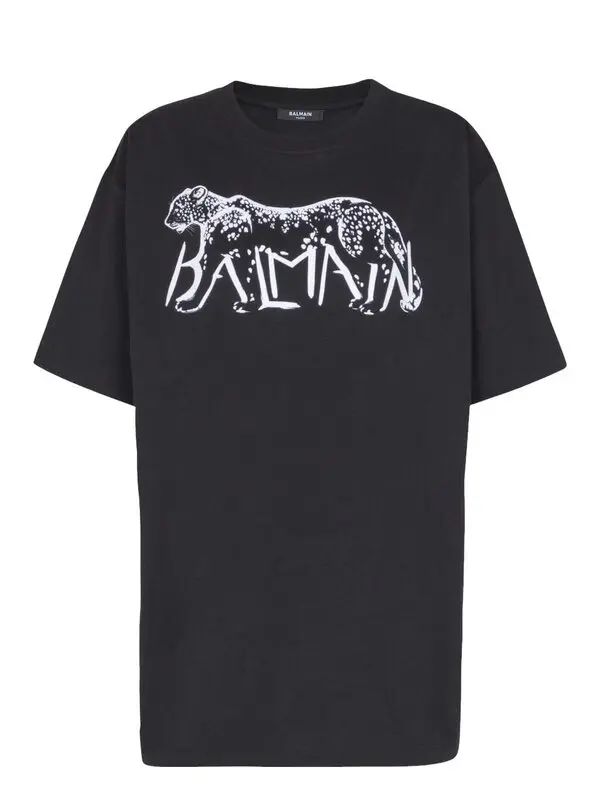 Balmain Leopard Print T-shirt - Black