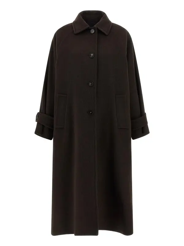 Alberto Biani Virgin Wool Long Coat - Brown