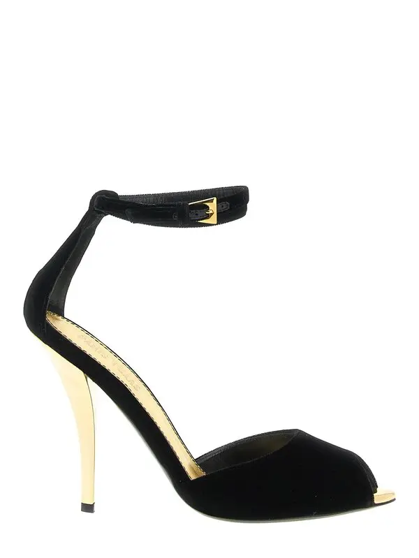Paris Texas Jessica Open-toe Velvet Sandals - Black
