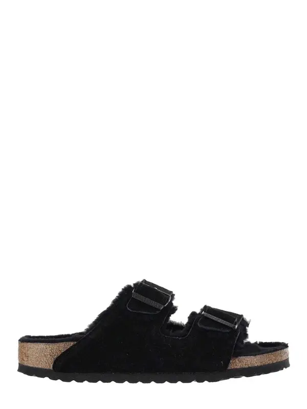 BIRKENSTOCK Arizona Suede And Shearling Sandals - Black