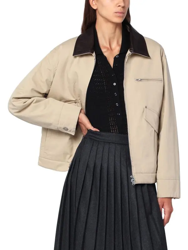 DUNST Cotton Zip Jacket - Beige
