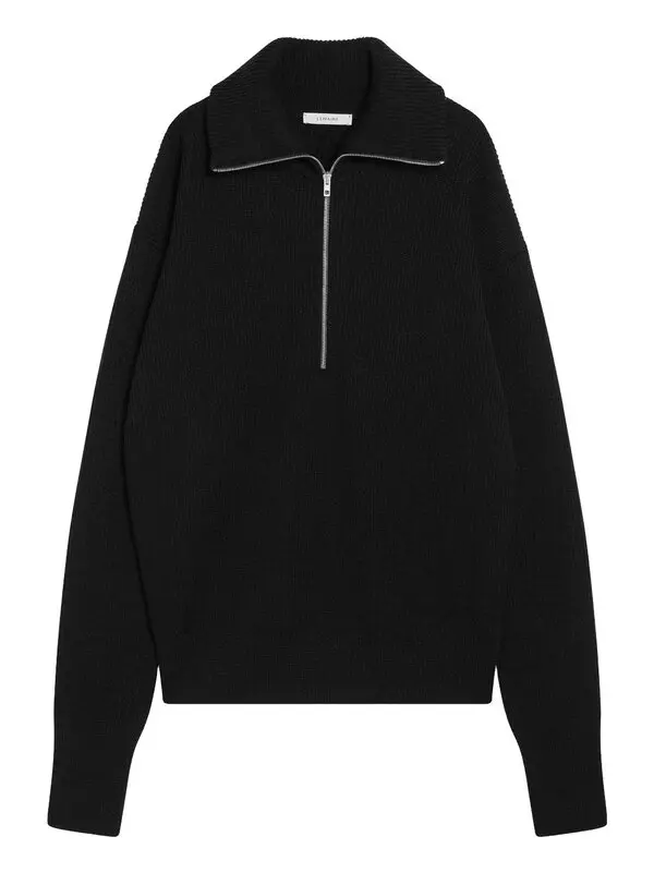 LEMAIRE Wool Zip Sweater - Black