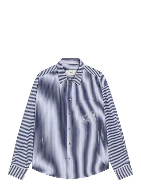 Ami De Coeur Striped Shirt In White And - Blue