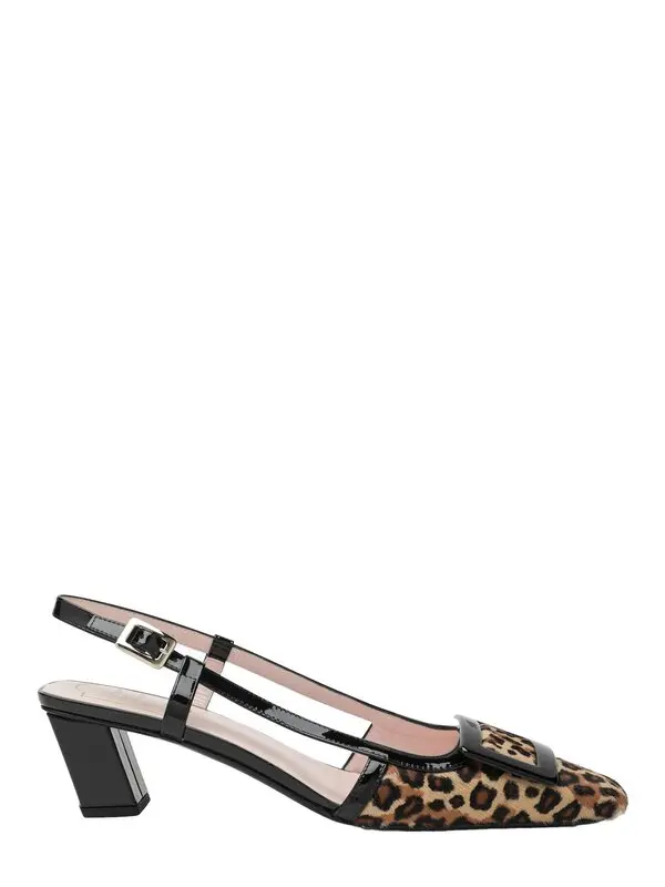 ROGER VIVIER Belle Vivier Leopard Print Slingbacks - Beige