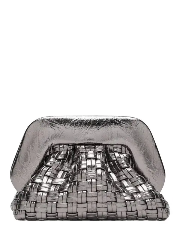 THEMOIRE Braided Clutch With Detachable Shoulder Strap - Metal
