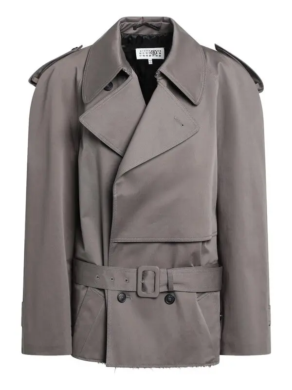 MAISON MARGIELA Short Double-breasted Trench Coat - Grey