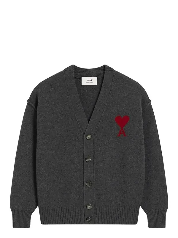 Ami De Coeur Heather Wool Cardigan - Grey
