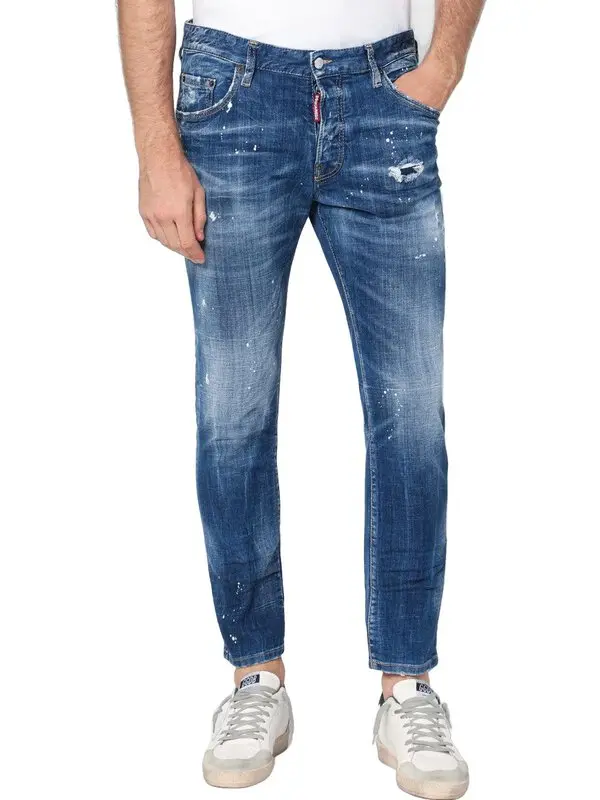 MAGLIANO X D2 Faded Jeans With Rips And Splashes - Blue