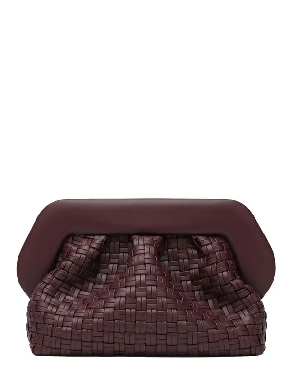 THEMOIRE Woven Vegan Leather Clutch - Burgundy