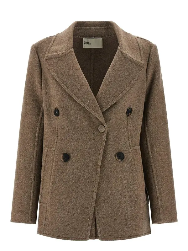 Tory Burch Wool-blend Double-breasted Coat - Beige