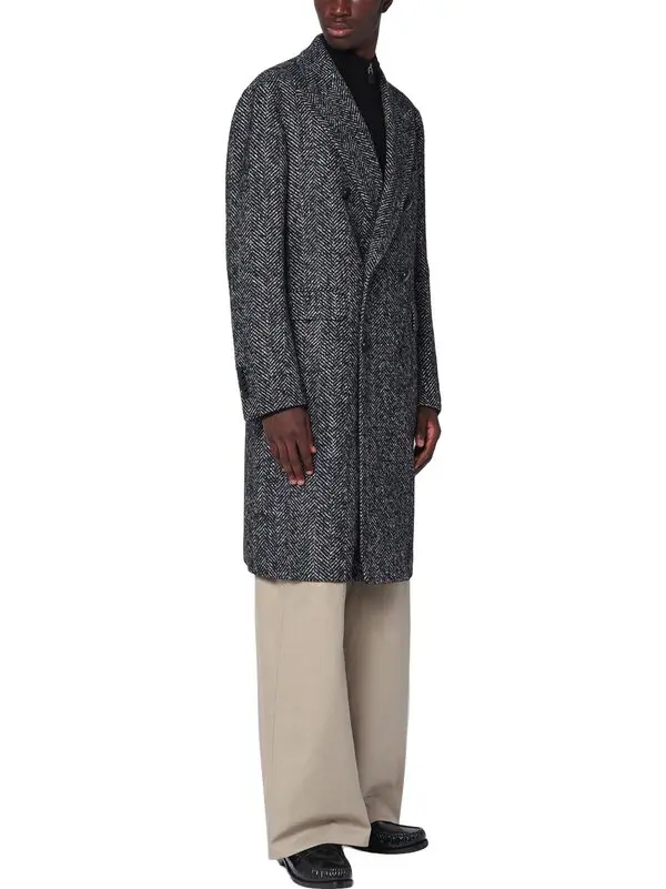 Tagliatore Houndstooth Double-breasted Coat - Black