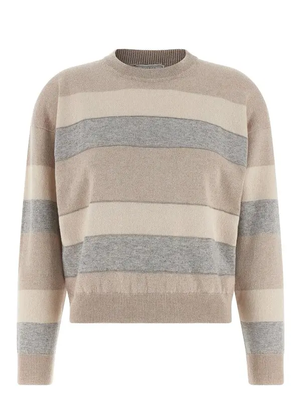 Peserico Laminated Wool And Cashmere Blend Sweater - Beige