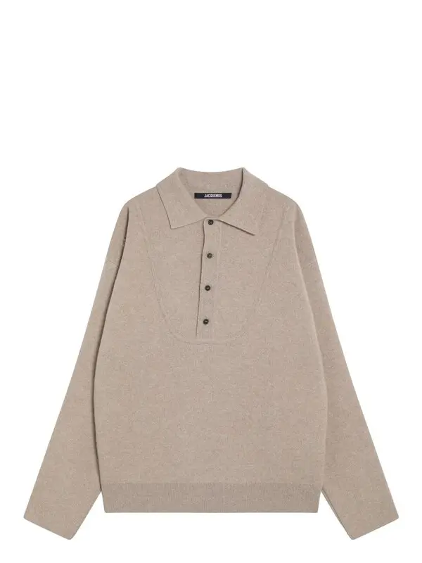 Jacquemus Wool And Cashmere Polo Sweater - Beige