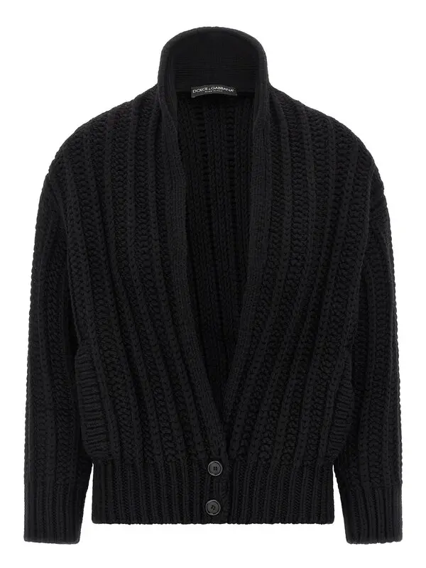 Dolce & Gabbana Coarse Wool Cardigan - Black