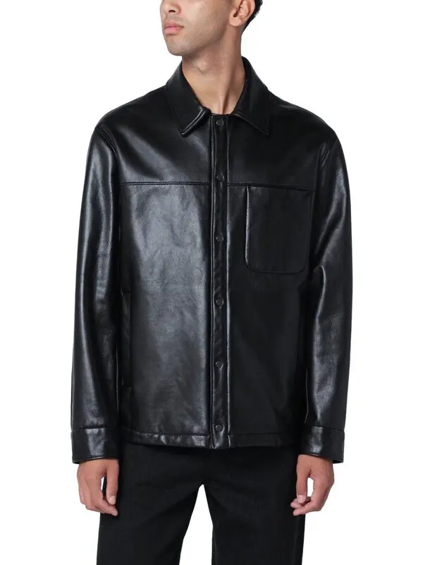 SALVATORE SANTORO Leather Overshirt - Black