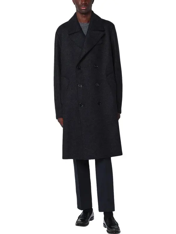 Harris Wharf London Double-breasted Virgin Wool Coat - Grey