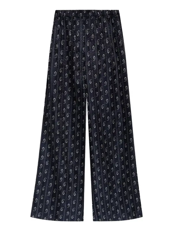 Tory Burch Jacquard Silk Trousers - Blue