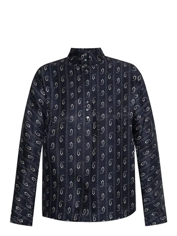Tory Burch Jacquard Silk Shirt - Blue