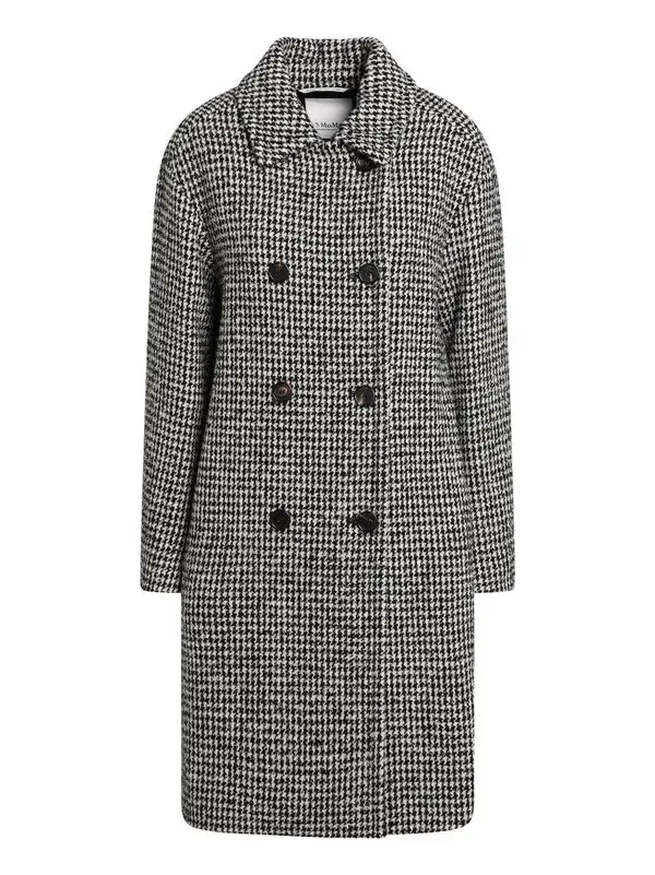 Max Mara Houndstooth Virgin Wool-blend Coat - Black