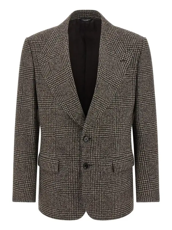 Dolce & Gabbana Prince Of Wales Wool Blend Blazer - Brown