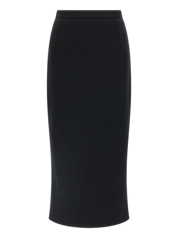 Dolce & Gabbana Wool Sheath Midi Skirt - Black