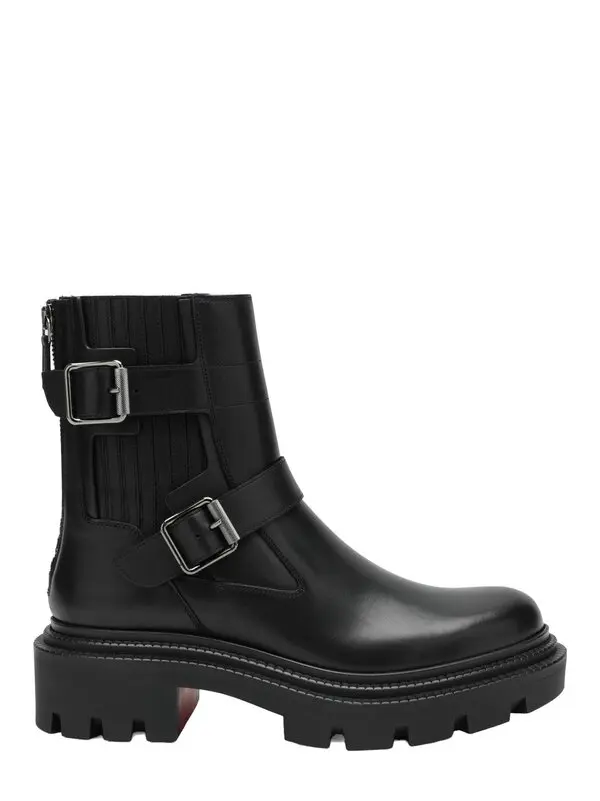 CHRISTIAN LOUBOUTIN Leather Biker Boots - Black