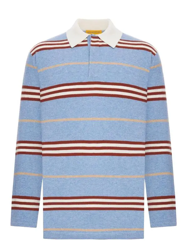 Guest In Residence Cashmere Striped Polo Shirt - Clear Blue