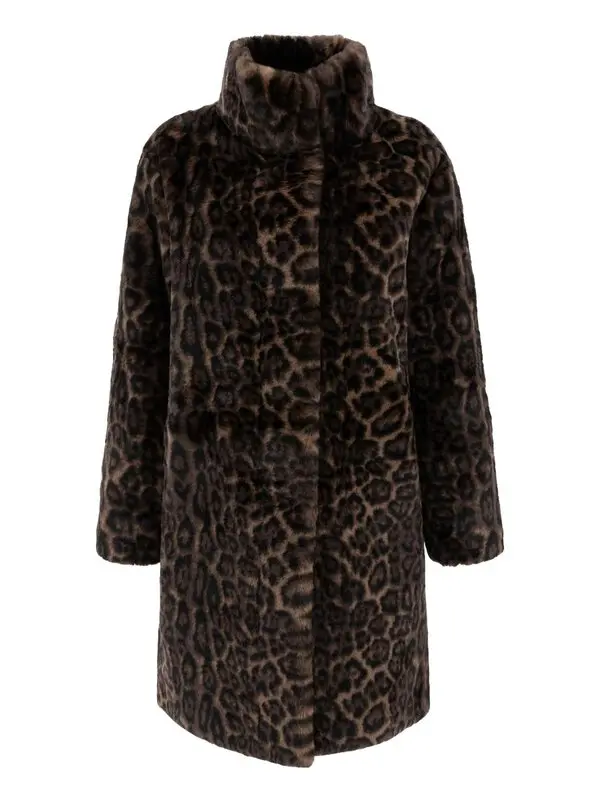 Apparis Blair Leopard Print Coat - Brown