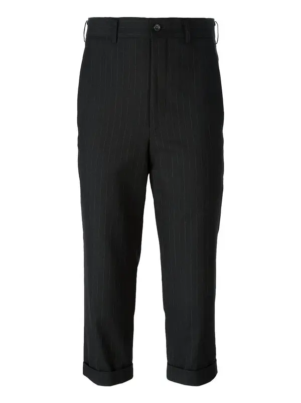 Comme Des Garçons Wide Leg Pinstripe Trousers - Black