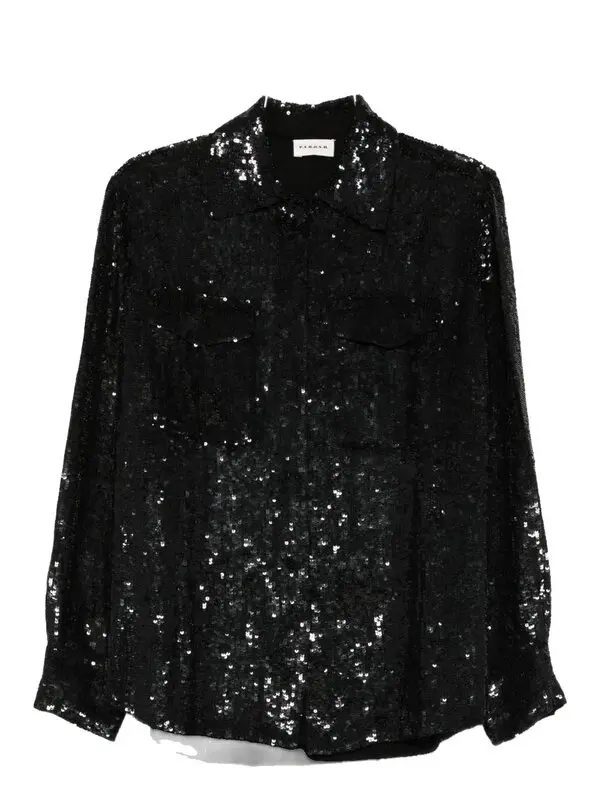 PAROSH Sequined Shirt - Black