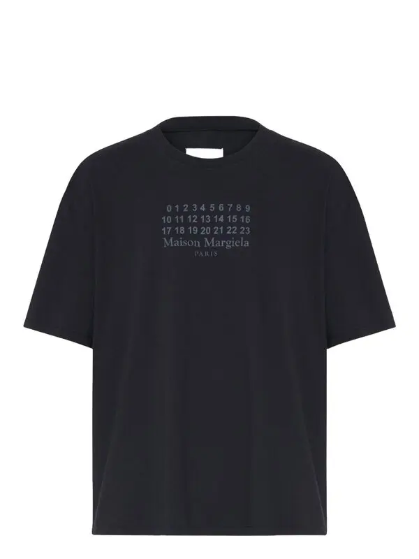 MAISON MARGIELA Logo Cotton T Shirt - Black